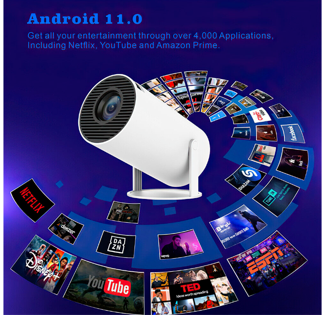4K UHD LED Android Projector 5G WiFi Mini Bluetooth Office Home Theater ...