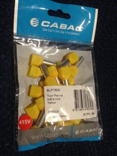 25 pieces CABAC BLPT600 2X6MM2 YELLOW BOOT LACE PIN CRIMP | eBay