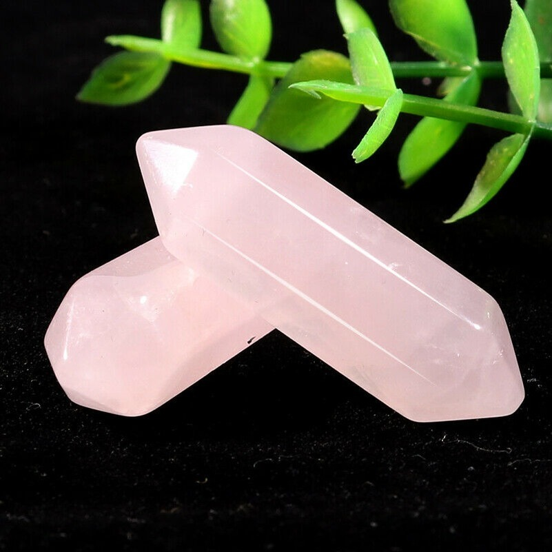 10pcs Double Hexagonal Crystal Point Natural Rose Quartz Crystals ...