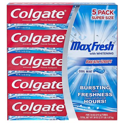 Colgate MAX FRESH with Whitening Breath Strips Cool Mint Toothpaste | eBay