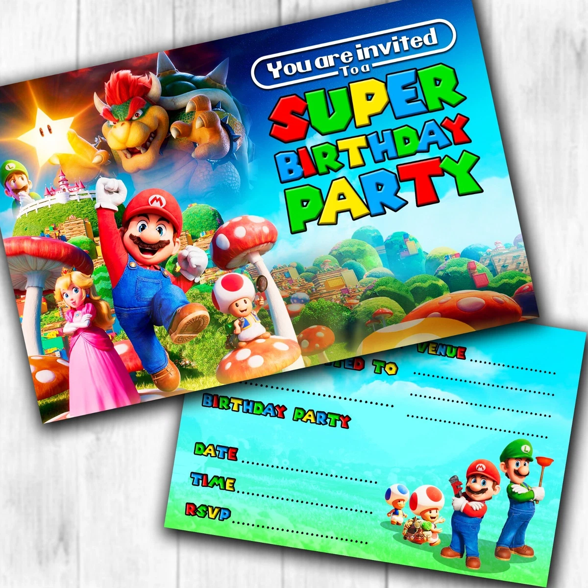 Super Mario Birthday Invitation Digital Card Printable, 43% OFF