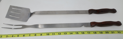 CUTCO Barbecue Set Spatula and Grilling Fork Brown Swirl Handle Vintage ...