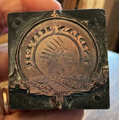 Antique Copper & Wood Printing Block Indian River Steamboat Native ...