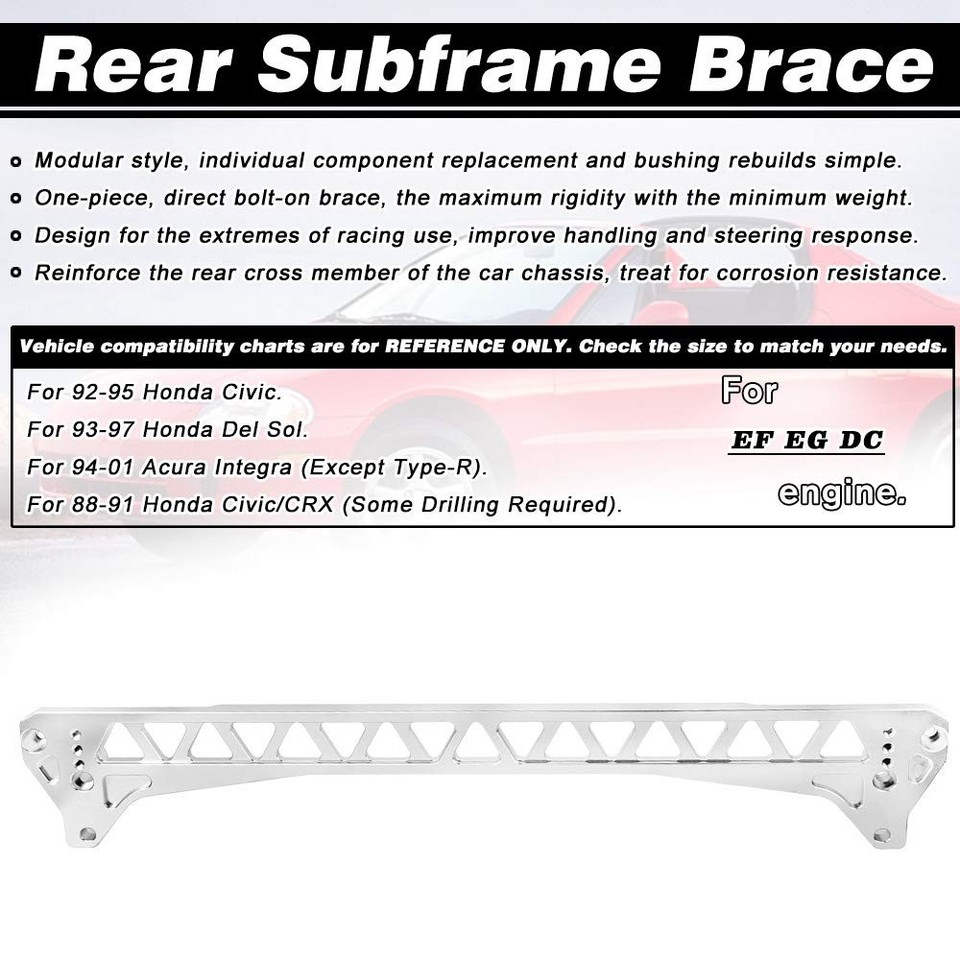 Rear Aluminum Subframe Brace Tie Subframe Subillet Compatible for 92-95 ...