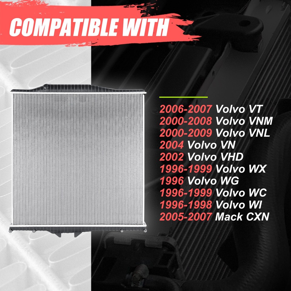 Factory Style 2-Row Aluminum Core Radiator for Volvo WG VNM VNL Mack ...
