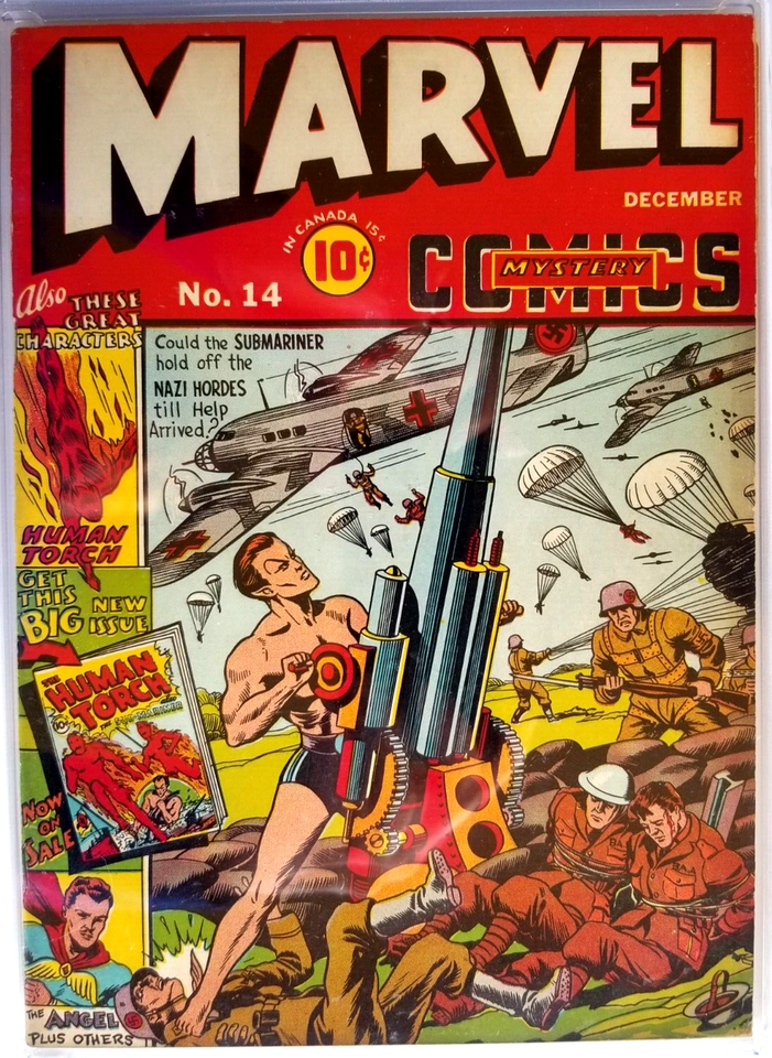 MARVEL MYSTERY COMICS #14 CGC VF- 7.5 TIMELY 1940 SCHOMBURG NAZI WWII ...