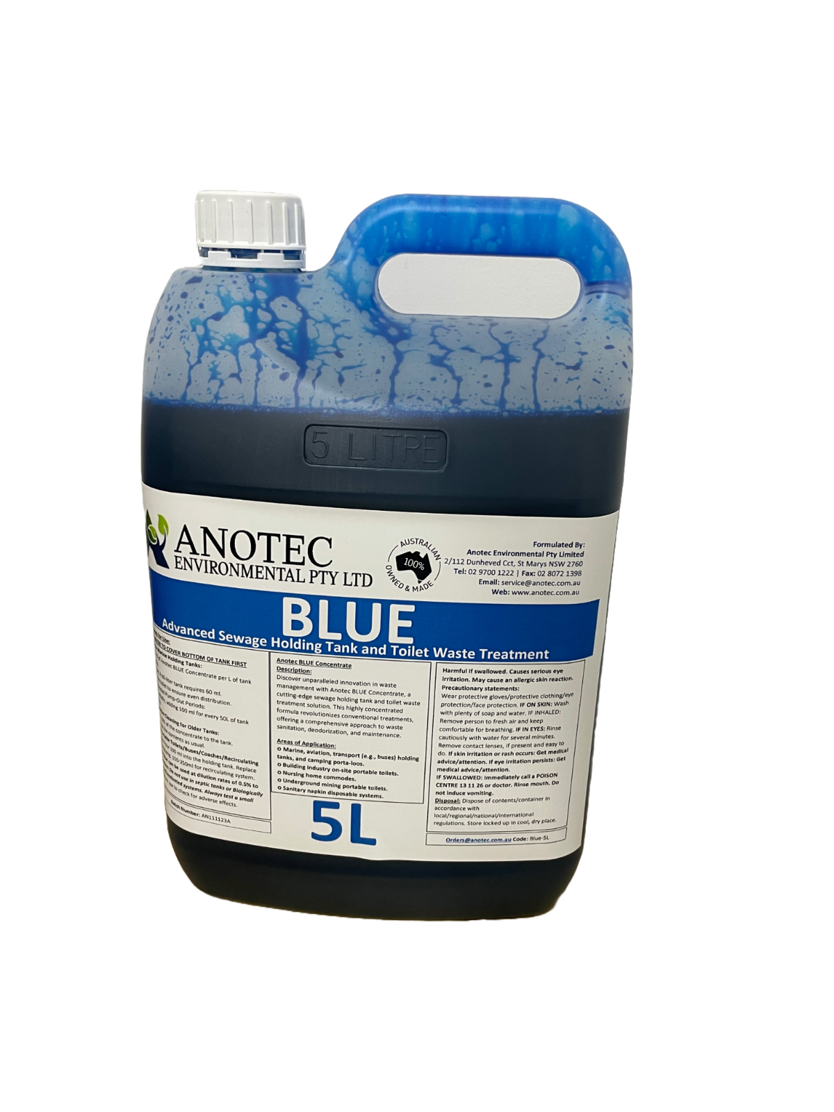 Anotec BLUE - Portaloo Toilet Holding Tank CLEANER/SANITISER 5L [FREE ...