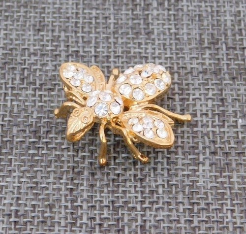 Vintage Rhinestone Brooch Honey Bee Figural Insect Pin Clear Crystal ...