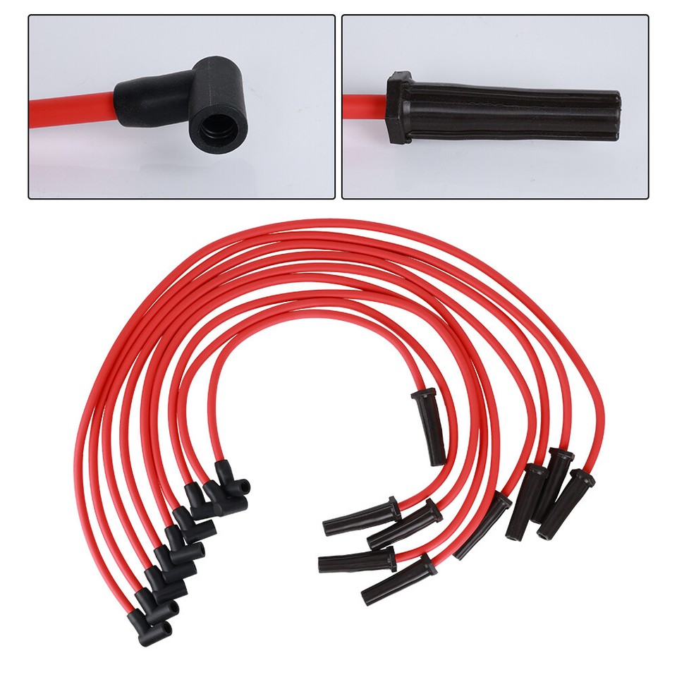 HEI Spark Plug Wires Set 90 to Straight For Chevy SBC BBC 350 383 400 ...