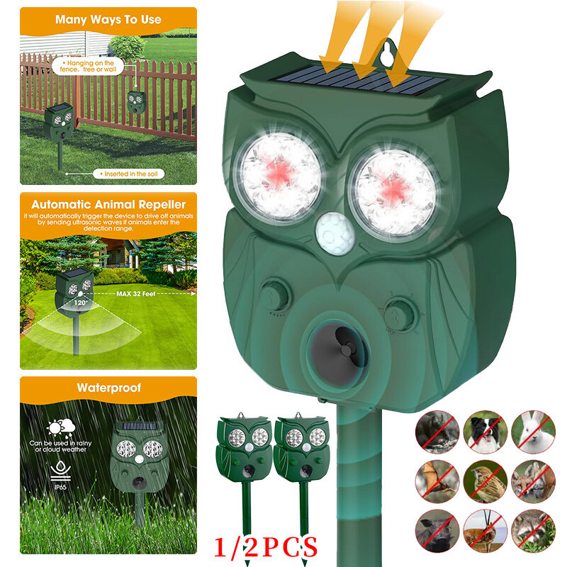ULTRASONIC SOLAR CAT DOG RAT REPELLENT FOX PEST SCARER DETERRENT ...