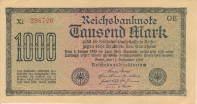 Allemagne - 1000 mark 1922 - 1922 - P# 76b | eBay