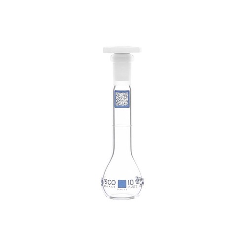 Eisco Volumetric Flask, 10mL - Boro Glass, PE Stopper, QR Code ...