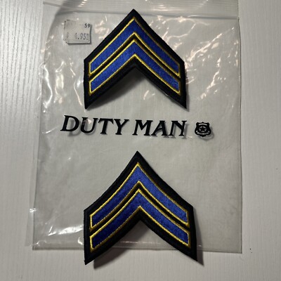 PAIR Corporal Rank Chevron Patches ~ Police ~ Security ~ Blue & Yellow ...