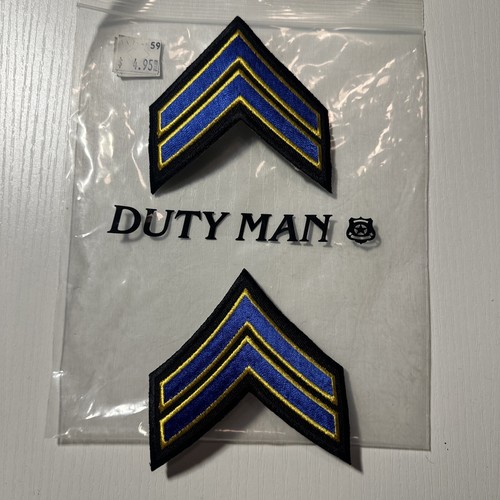 PAIR Corporal Rank Chevron Patches ~ Police ~ Security ~ Blue & Yellow ...