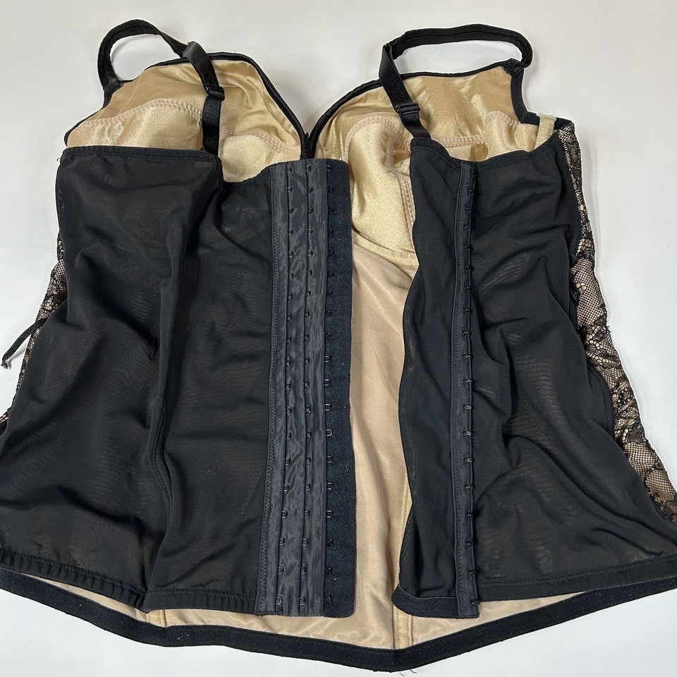 Cacique Bustier Corset Bra Top Plus Size 26/28 Beige Black Floral Lace ...