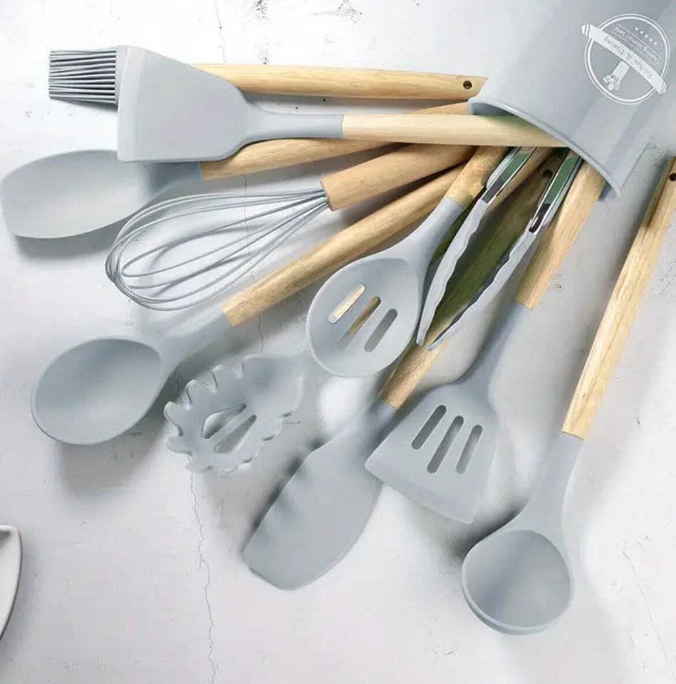 12 Pcs Kitchen Utensils Set Silicone Cooking Nonstick Spatula Turner ...