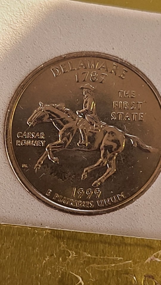 SPITTING HORSE 1999-P Die Break Error Delaware State Quarter - Free ...