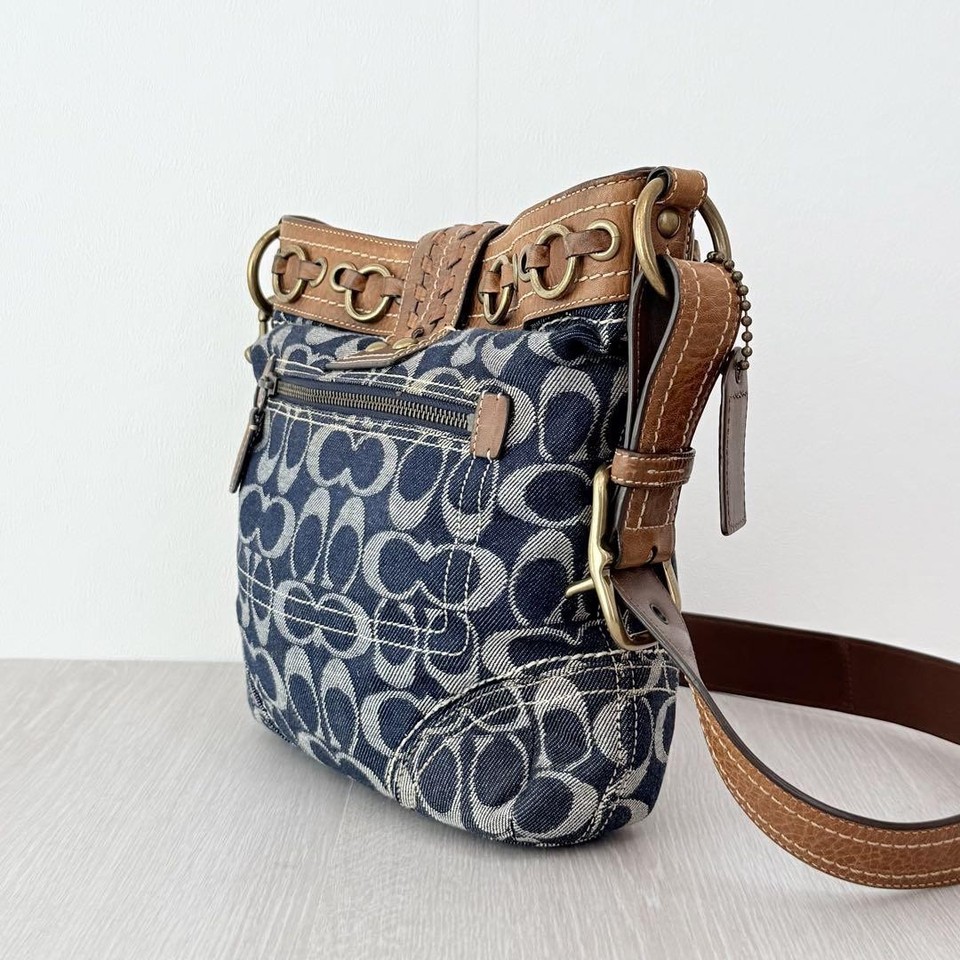 Rare COACH Denim Signature Shoulder Bag Indigo Limited Edition Vintage ...
