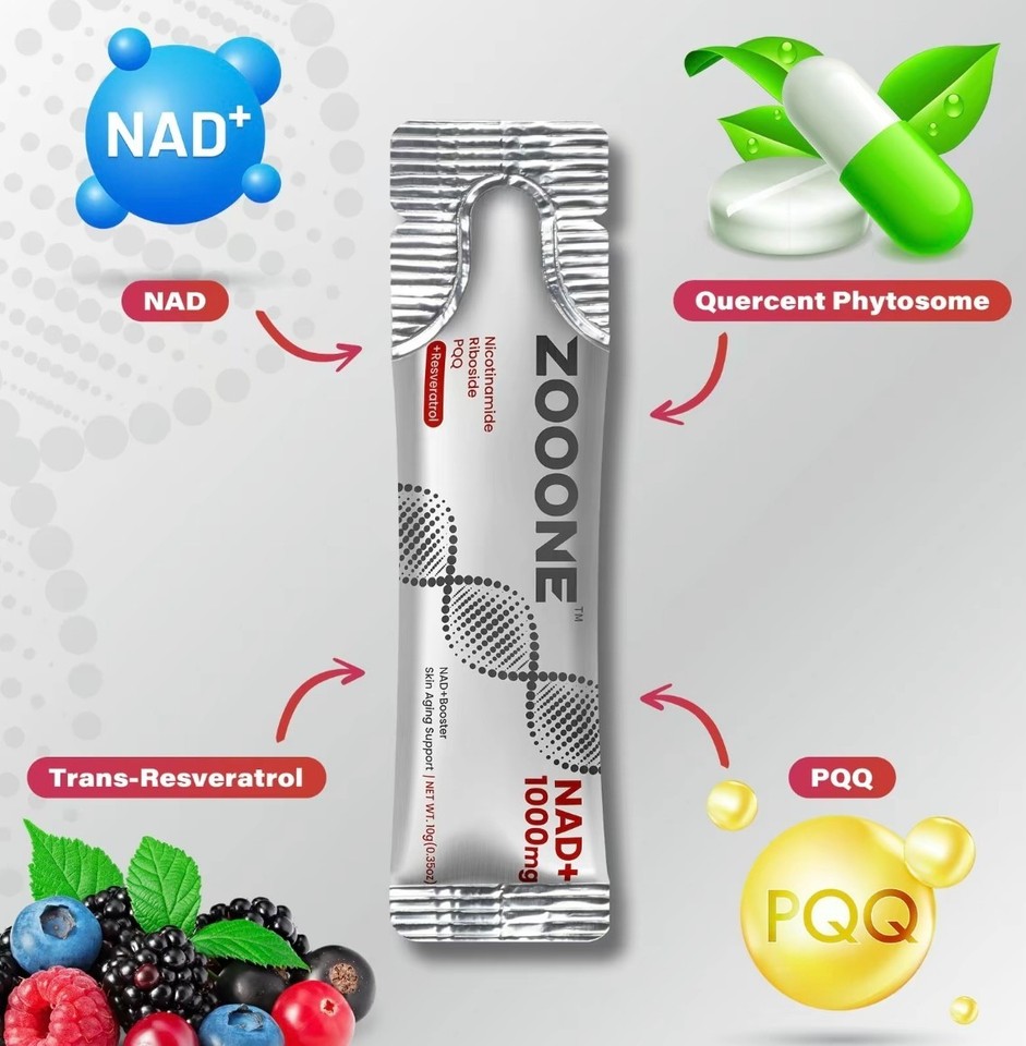 ZOOONE NR1000 NAD+ Drink Mix - Berry Flavor, Energy & Skin Support, 30 ...