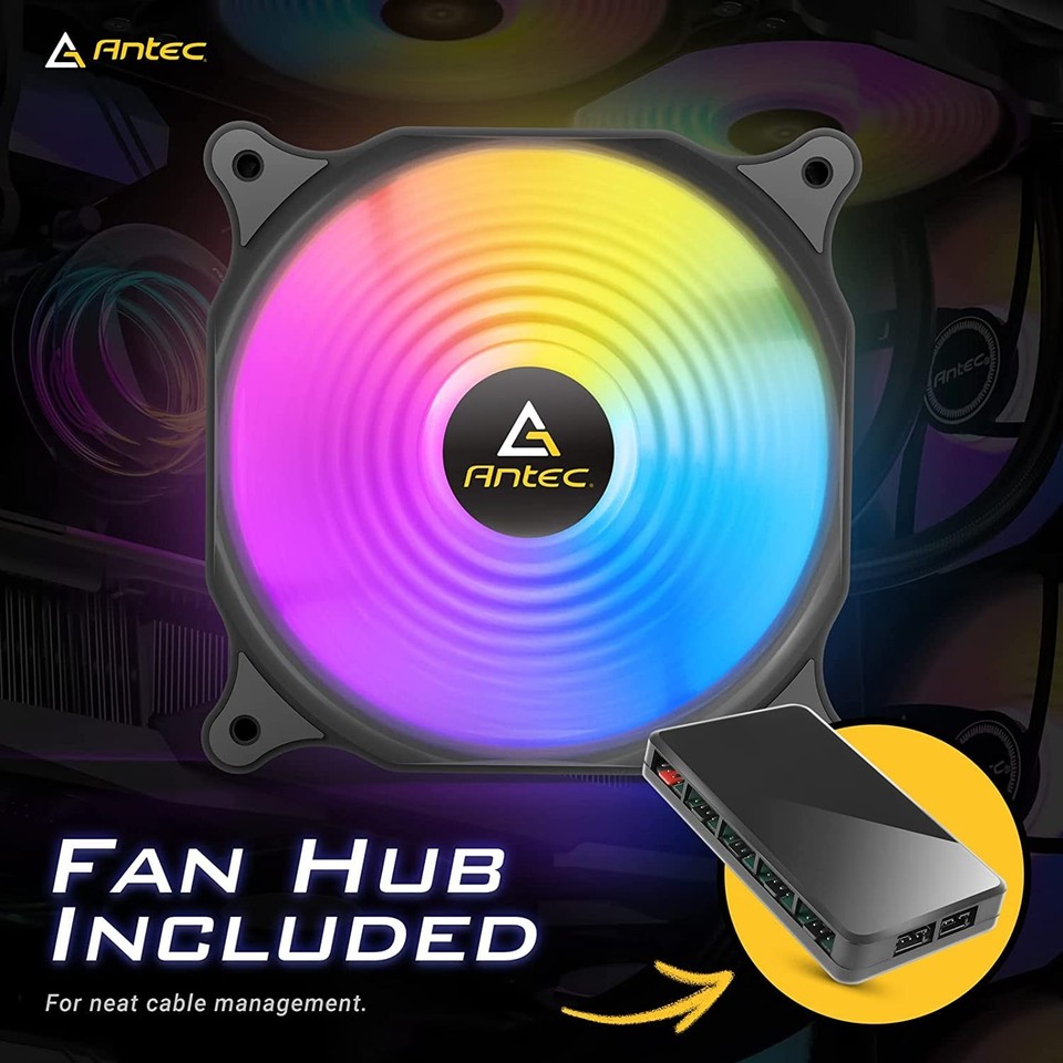 Antec RGB Fans, PC Fans, 120mm Fan, 120mm Case Fan 3 Packs, Case Fans 3 ...