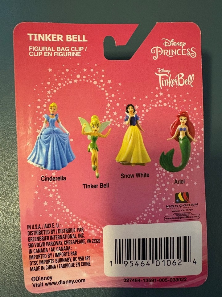 DISNEY TINKER BELL PETER PAN BACKPACK BAG CLIP FIGURINE KEYCHAIN NEW ...