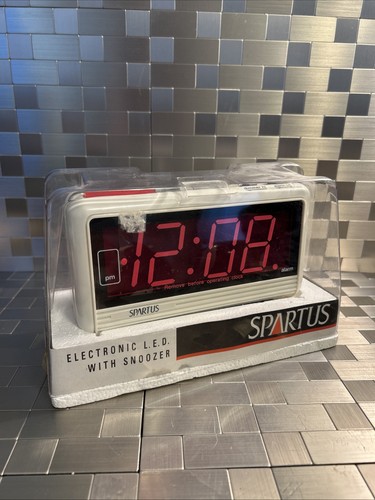 Vintage Spartus Alarm Clock LED 1181-61 Large 2" Display White NOB | eBay