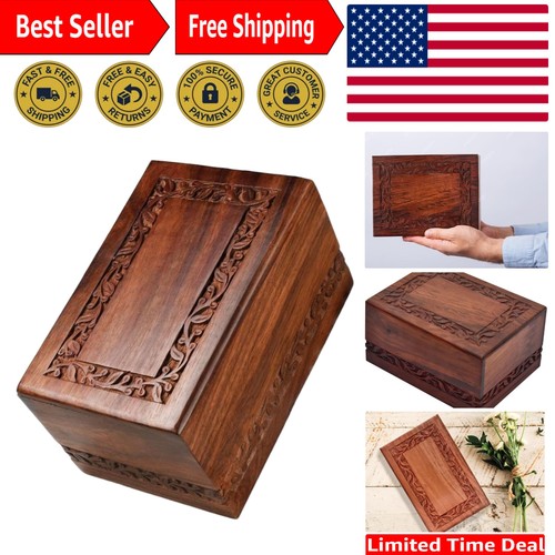 Border Engraved Rosewood Cremation Urn for Human Ashes Medium 80 Cubic ...