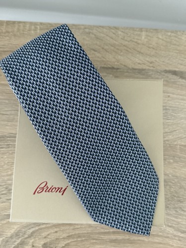 Brioni Silk Tie In blue, 3.5in, with box | eBay