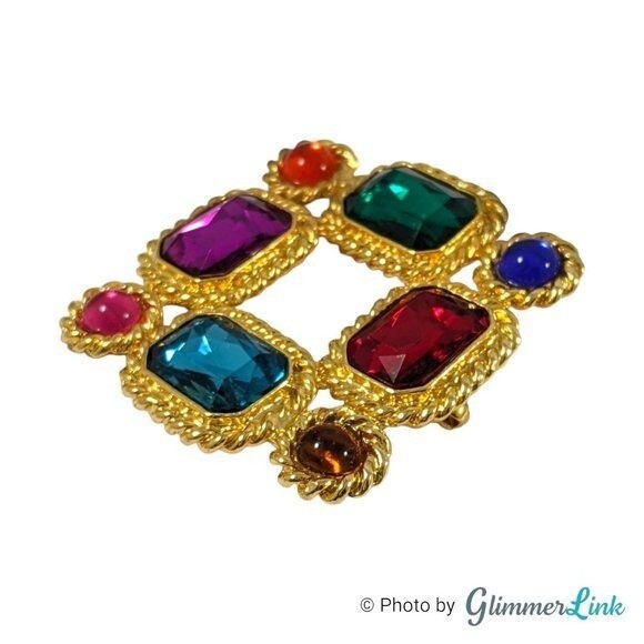 Contemporary Rope Trim Multicolor Rhinestone Square D… - Gem