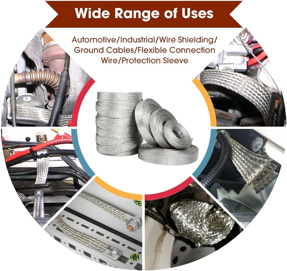 Durable Tinned Copper Braid Straps for Grounding & Shielding - 15ft ...