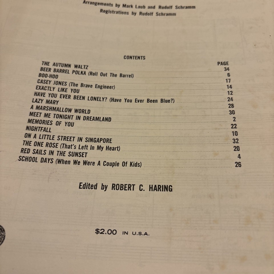 TOP HITS FOR ALL ORGANS 1964 selections vintage music collection SONGS ...