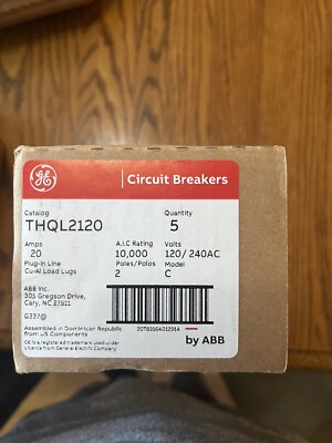 GE THQL2120 240V Circuit Breaker (Quantity 5) New in Box 783164012910| eBay