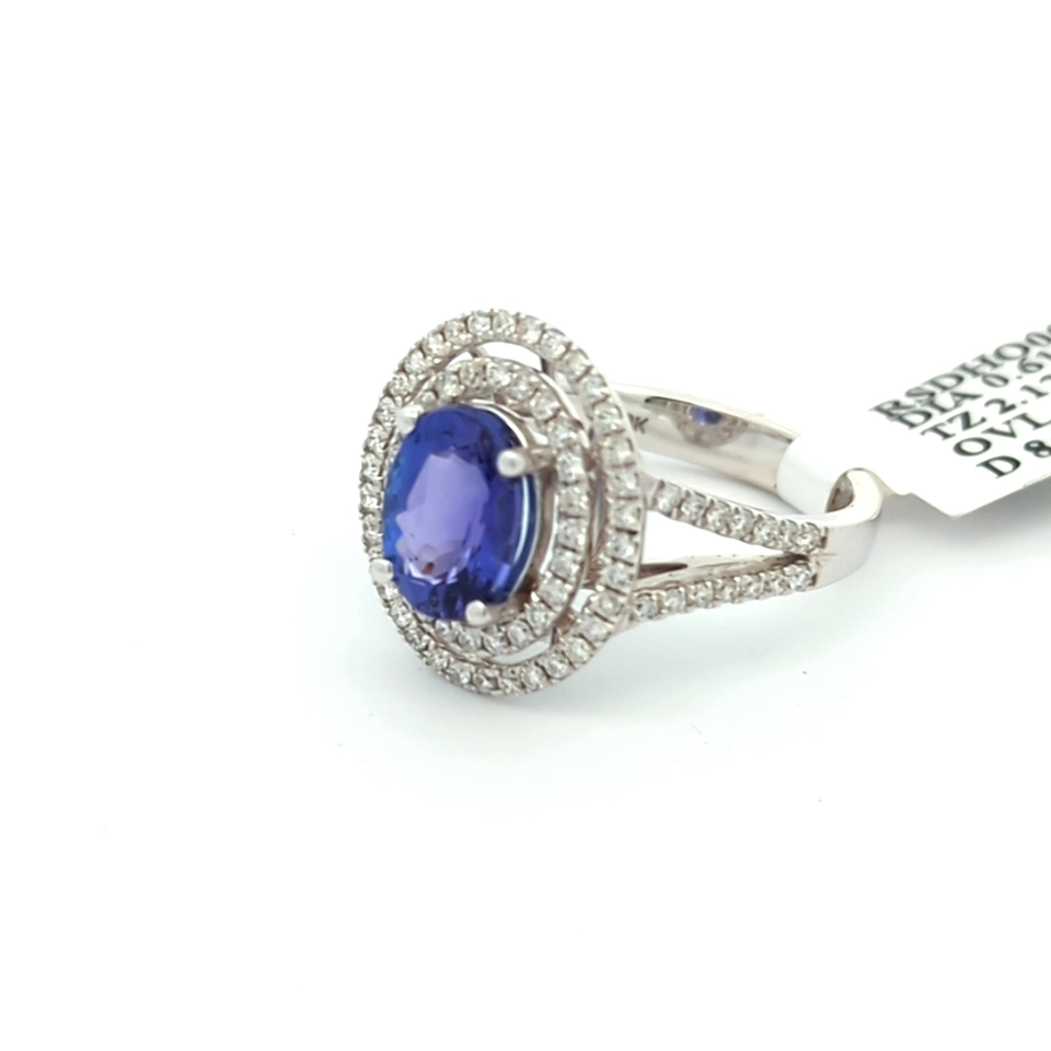 Video 2.73CT 18K Solid Gold Natural Tanzanite Diamond Halo Ring Engagement | eBay