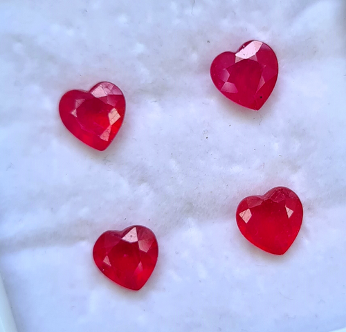 Pair Natural Ruby Faceted Heart Shape, AAA Quality| Size: 8x7mm/ 9 Cts ...