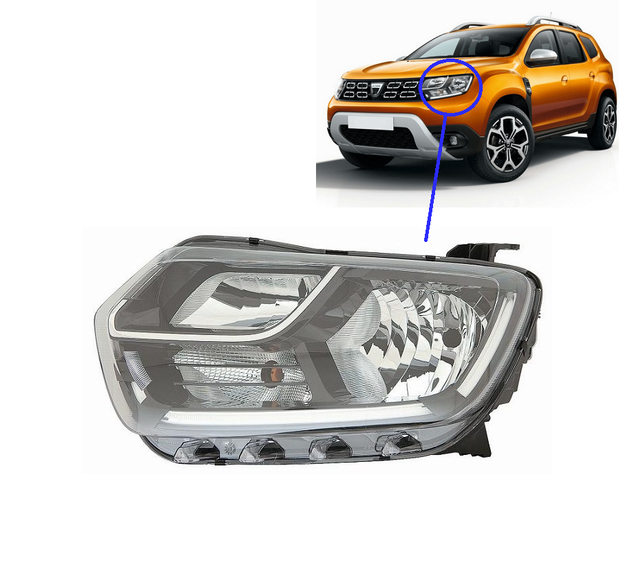 Dacia Duster 2018 > Left Front Headlight Projector with Daytime LED ...