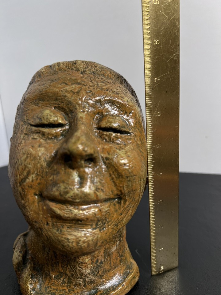 Clay Art Sculpture Signed Portrait 8” Bust Of A Dreaming Woman OOAK | eBay