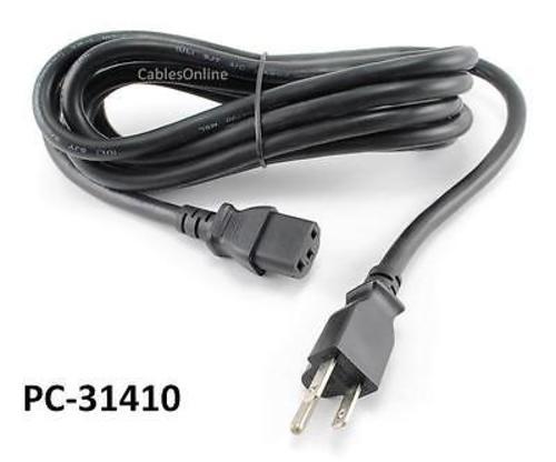 10ft AC Power 14 Gauge IEC C13 to NEMA5-15p 3-Conductor PC Power Cable ...