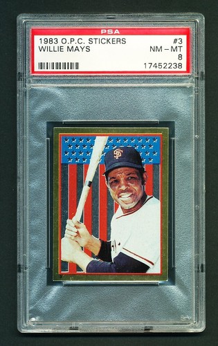 1983 OPC BASEBALL STICKERS 3 WILLIE MAYS GOLD FOIL PSA 8 NEAR MINT-MINT ...