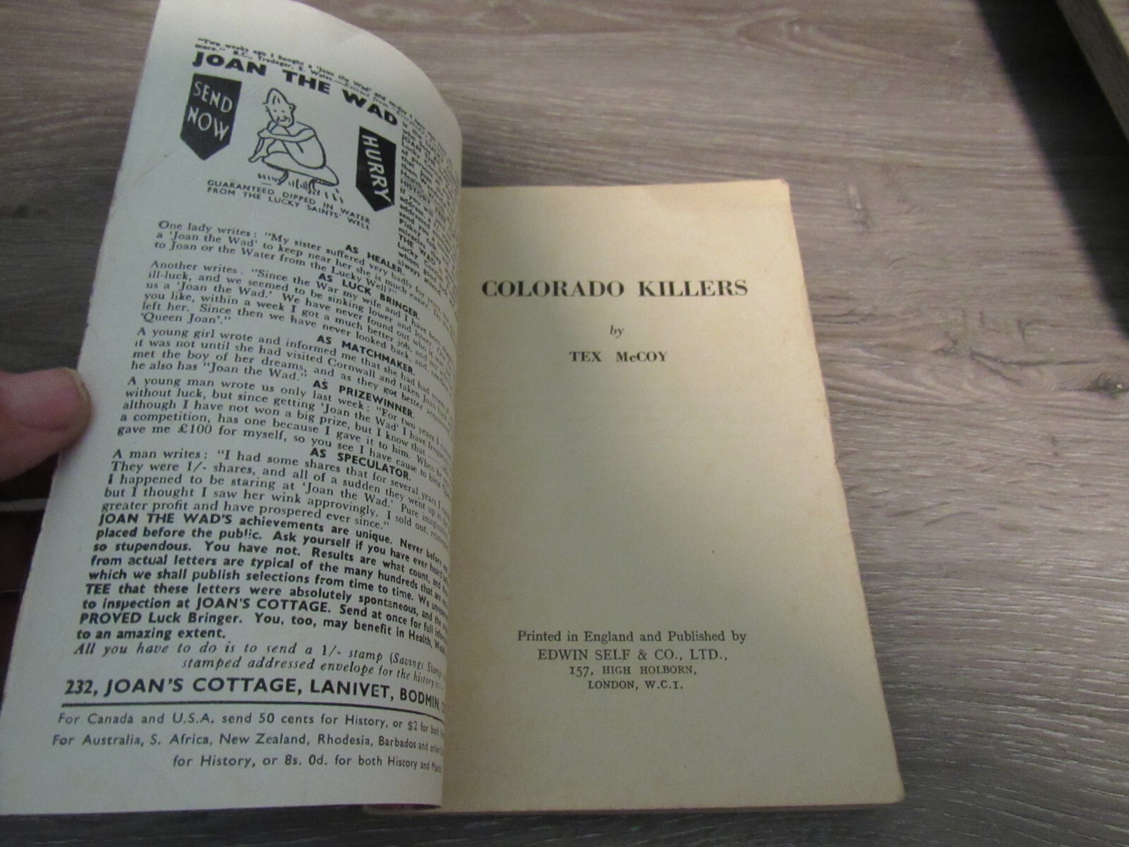 COLORADO KILLERS BY TEX McCOY RARE EDWIN SELF BRITISH PULP DIGEST ...