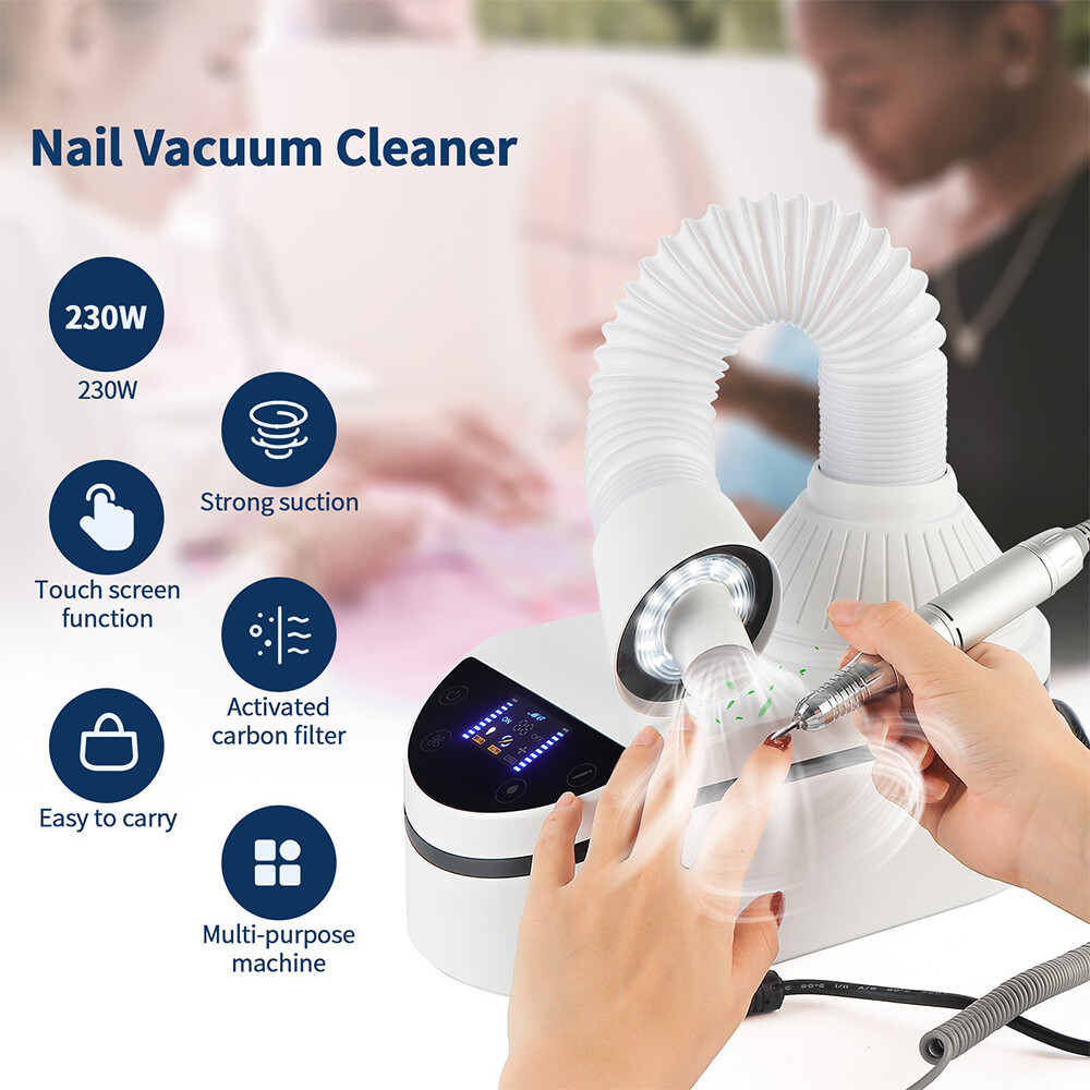230W Nail Vacuum Cleaner Manicure Dust Fan Collector Suction Fingernail ...