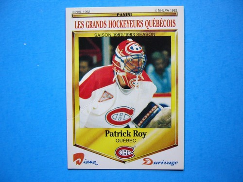 1992/93 PANINI DIANA DURIVAGE NHL LNH HOCKEY CARD #50 PATRICK ROY SHARP ...