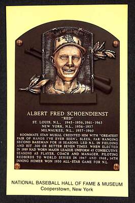 1964-Date Hall of Fame Plaque Red Schoendienst HOF Cooperstown NM ...