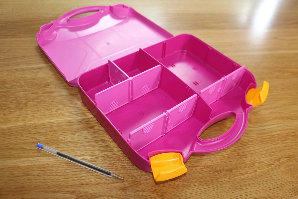 Pink Lego storage case storage carry toy fun travel safe compartments ...