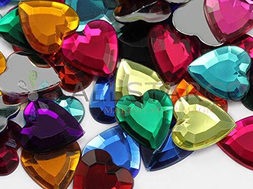 Allstarco 15mm Flat Back Heart Acrylic Rhinestones Plastic Gems Plastic ...