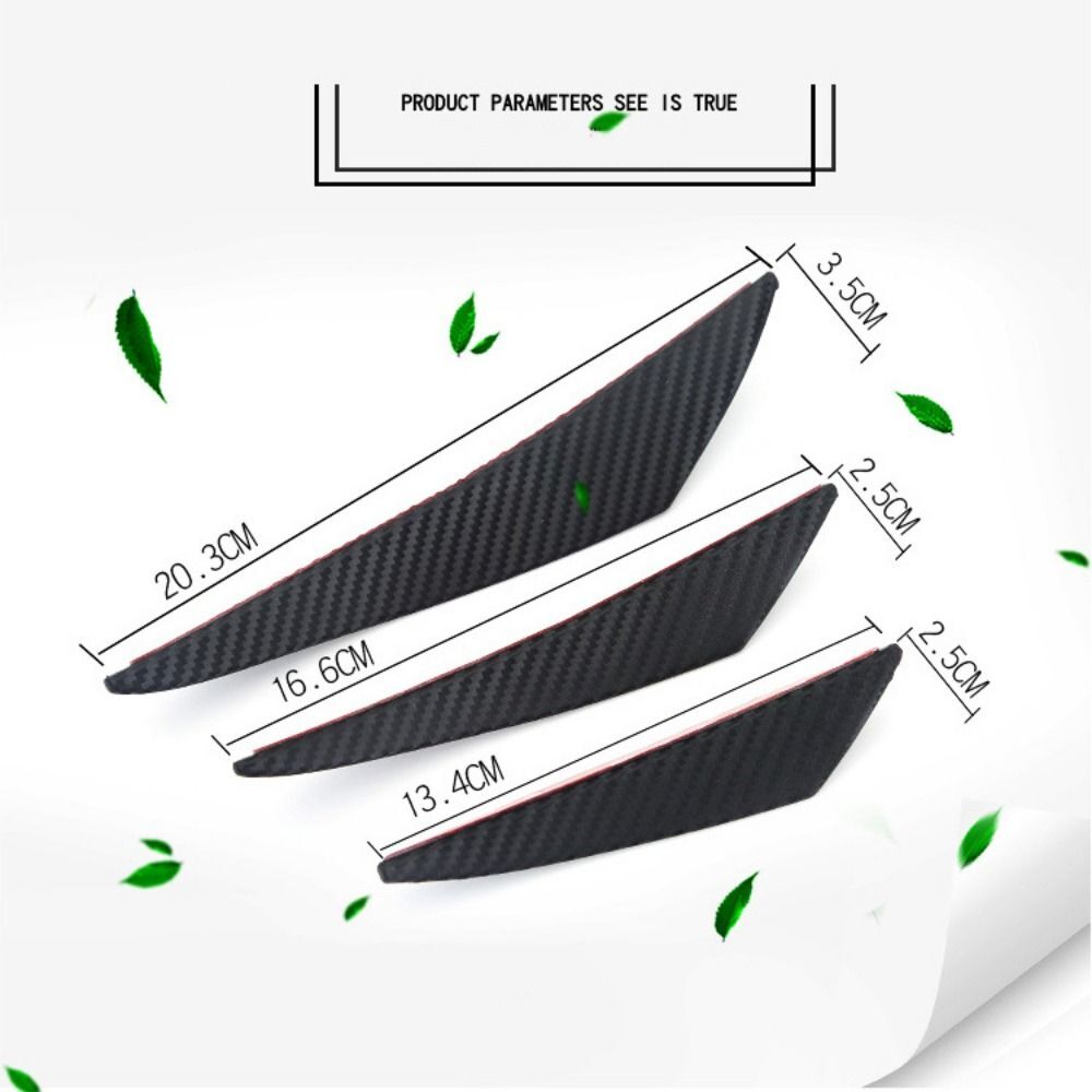 Rubber Front Bumper Fin Sticker Carbon Fiber Look Canard Splitter Car ...