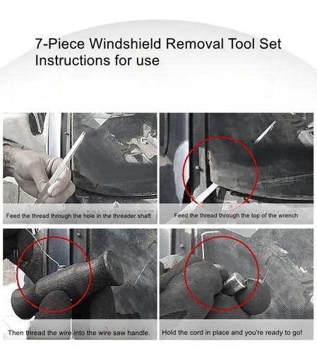 Change Car Windshield Removal Tool Wire Rope Puller Handle Remover ...