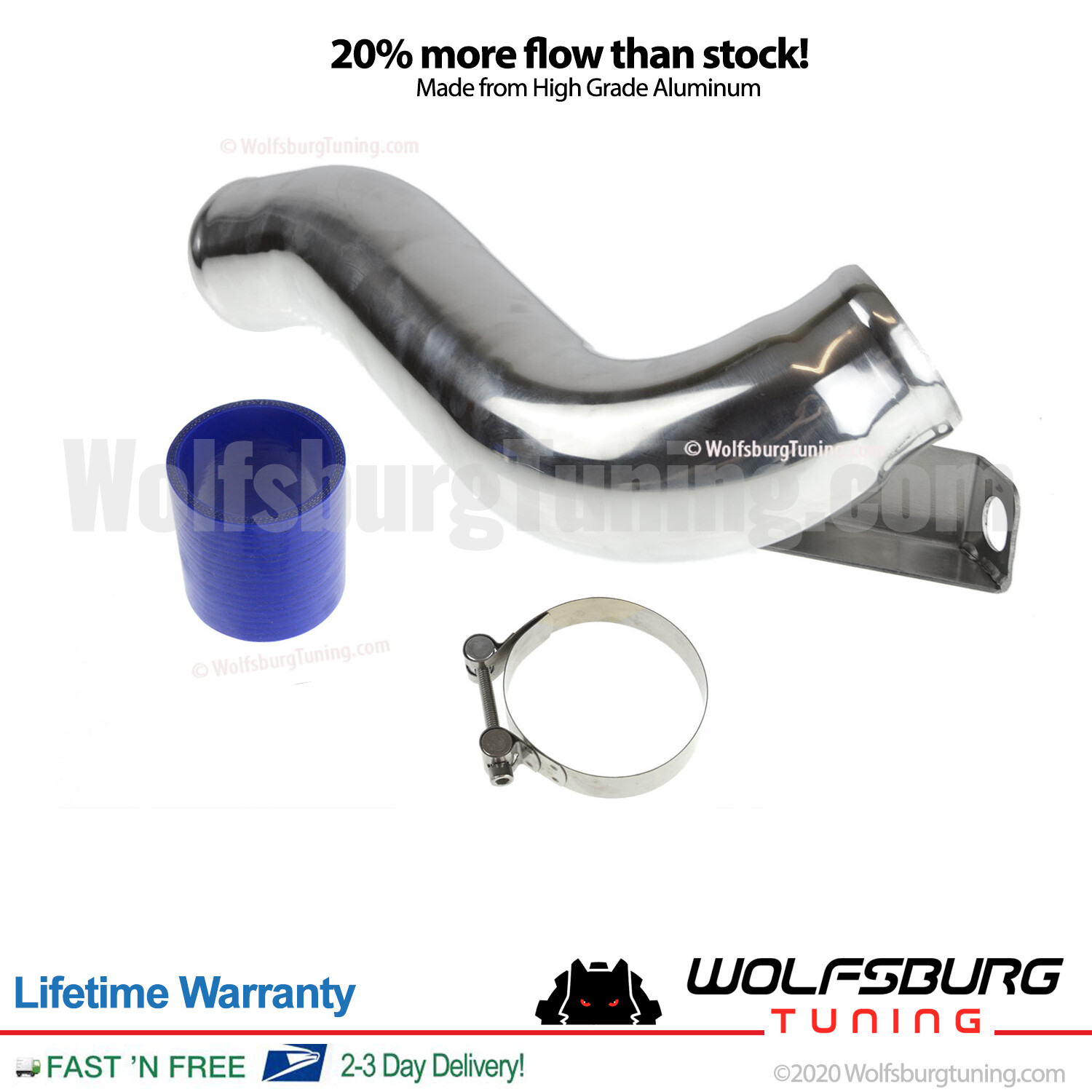 High Flow Turbo Intercooler Pancake Pipe w Coupler & Clamp 2.5" VW 1.8T ...