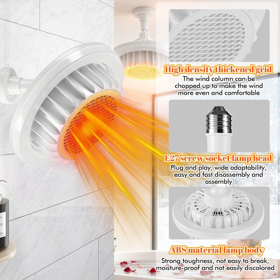 2PCS Electric Ceiling Heater Fan LED Light w Remote for Bathroom ...
