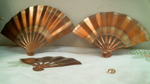 Copper Brass FANS set of 3 - VINTAGE - HOME DECOR - GARDEN ART - LOT | eBay