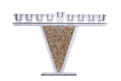 (D) Judaica Crystal Triangle Menorah with Stones (Silver Gold) | eBay